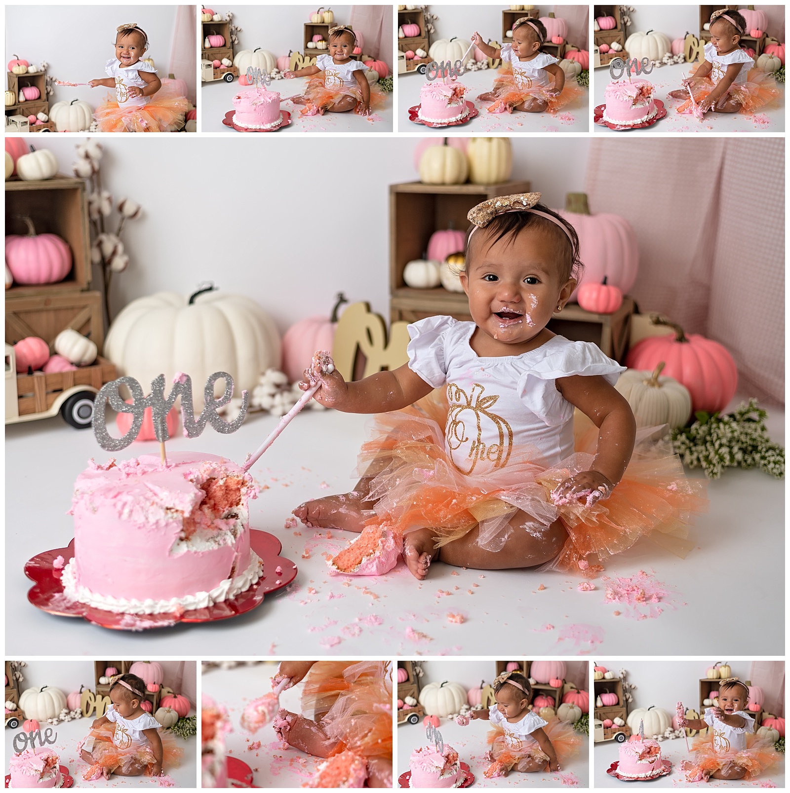 Cake Smash Session, Pink Pumpkins - drawinginlightphotography.com