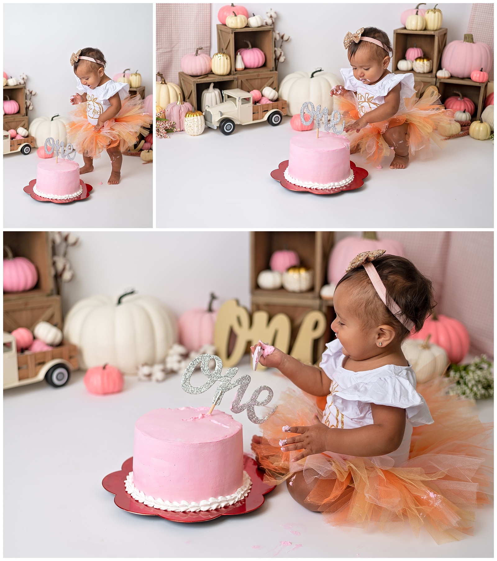 Cake Smash Session, Pink Pumpkins - drawinginlightphotography.com